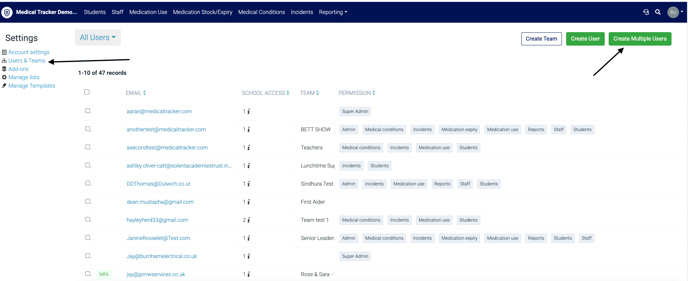 Adding Multiple users